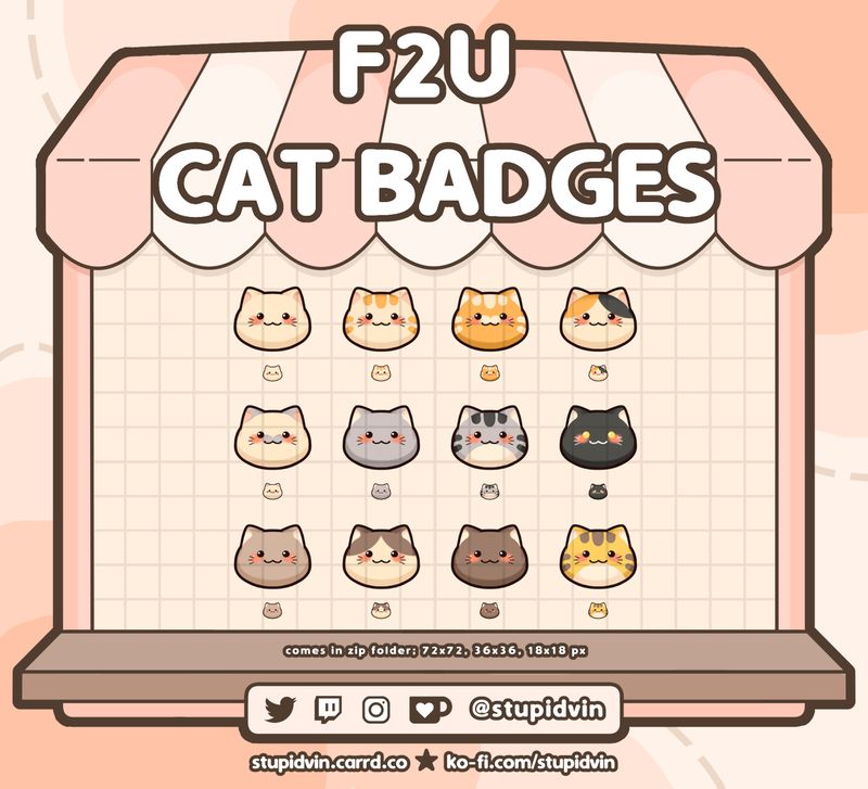 F2U Cute Cat Badges for Twitch and YouTube Sub/ Bit Badges by stupidvin ...